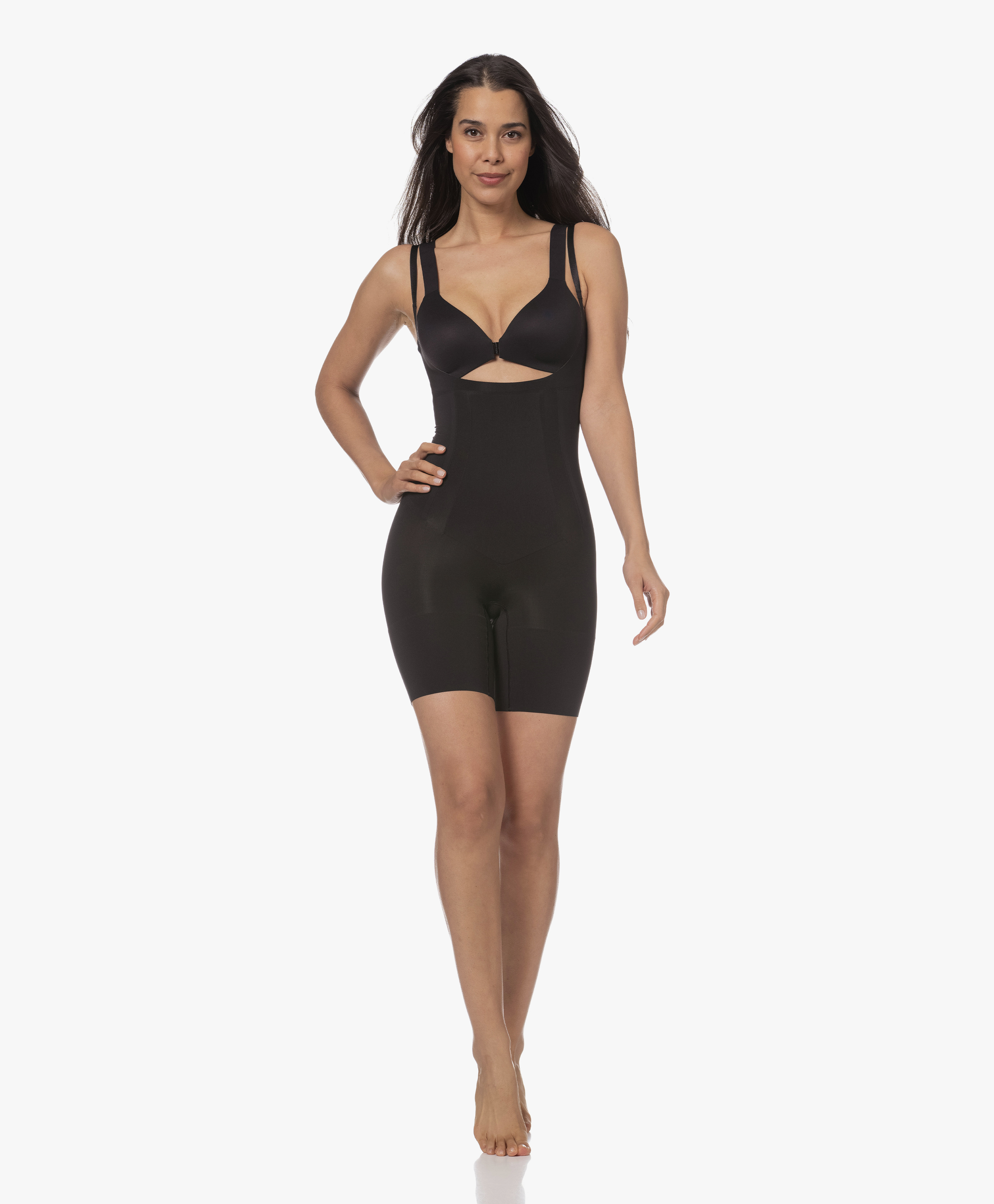 Spanx® Oncore Open Bust Mid Thigh Bodysuit Zwart 10130r 9999 Very