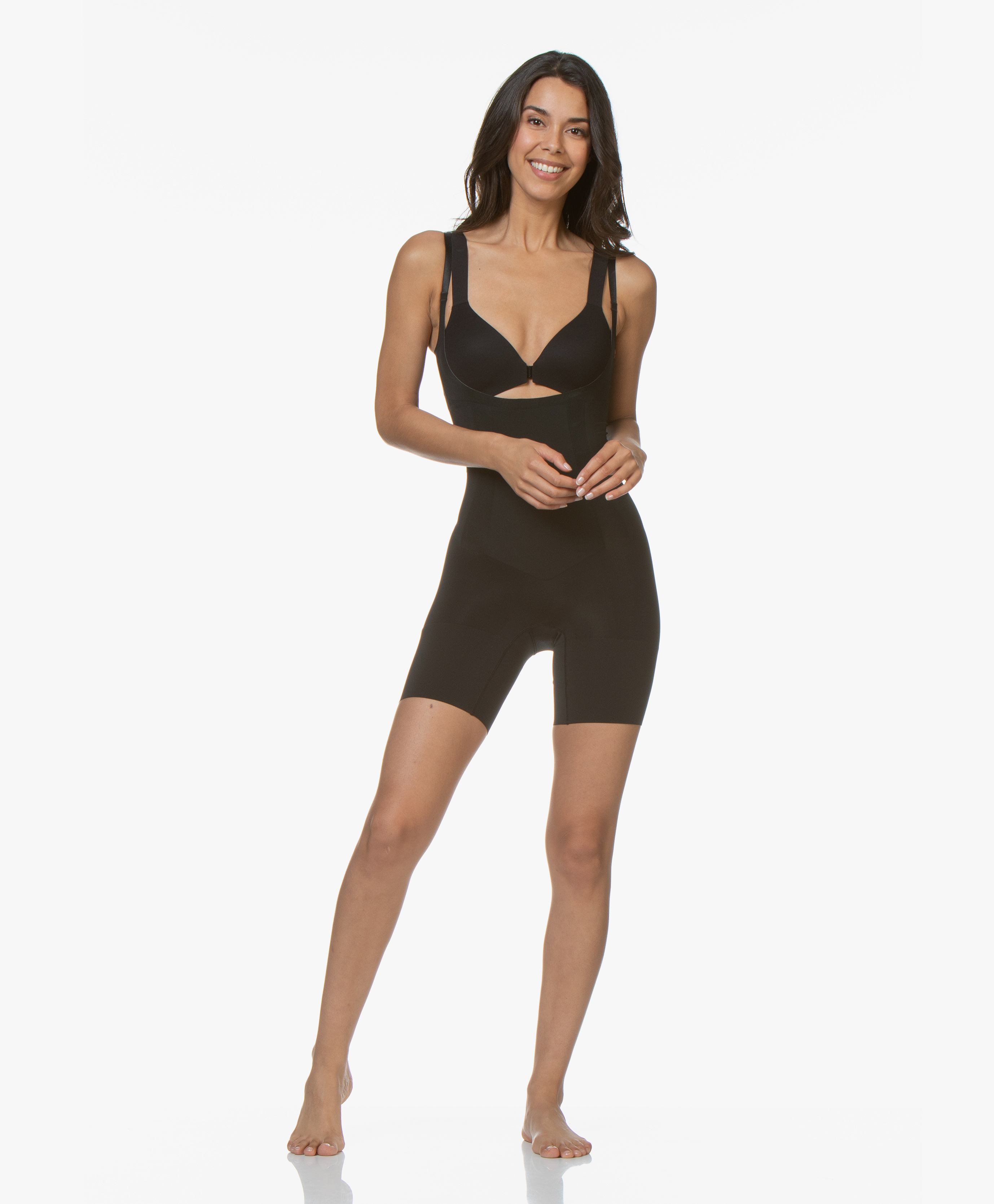 Spanx® Oncore Open Bust Mid Thigh Bodysuit Zwart 10130r 9999 Very