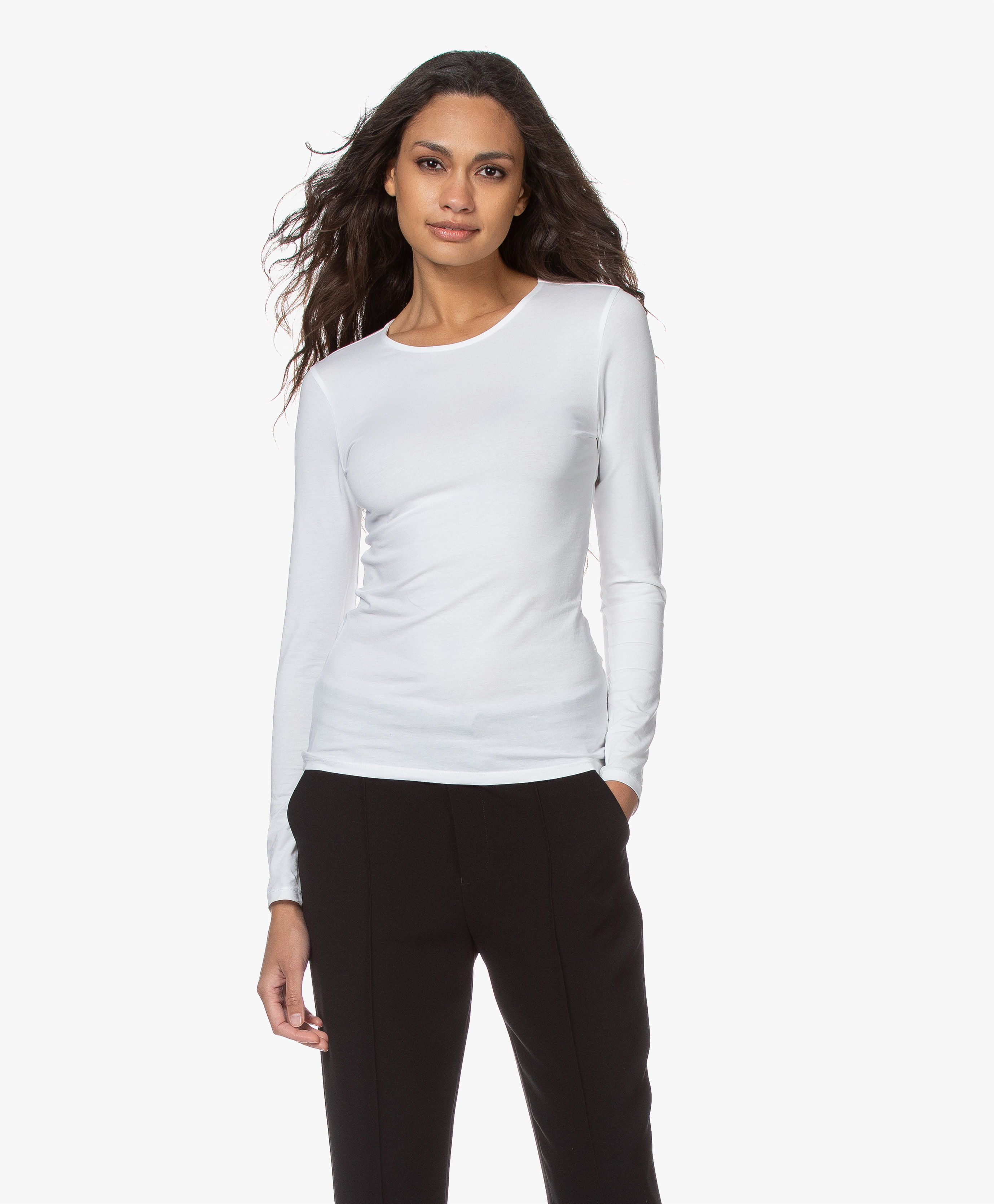 Filippa K Cotton Stretch Long Sleeve - White - 25332 1009