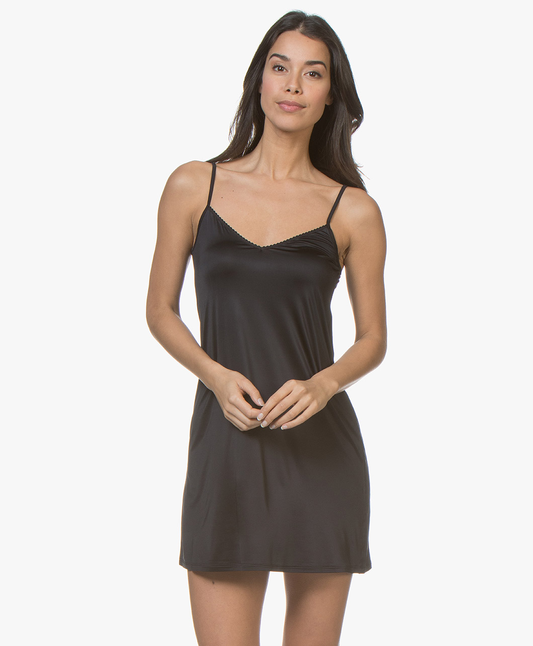 HANRO Satin Deluxe Slip Dress - Black - bodydress | 071065 0019