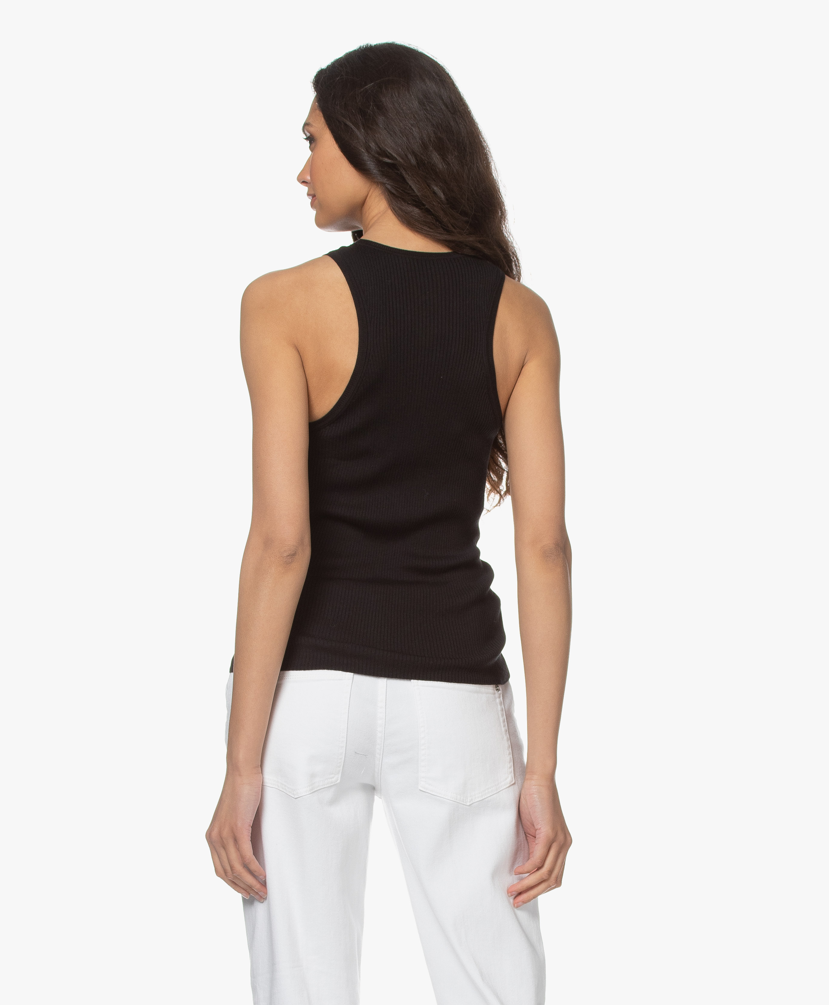 Drykorn Eyre Rib Knit Silk Blend Top - Black - eyre | 420059 1000