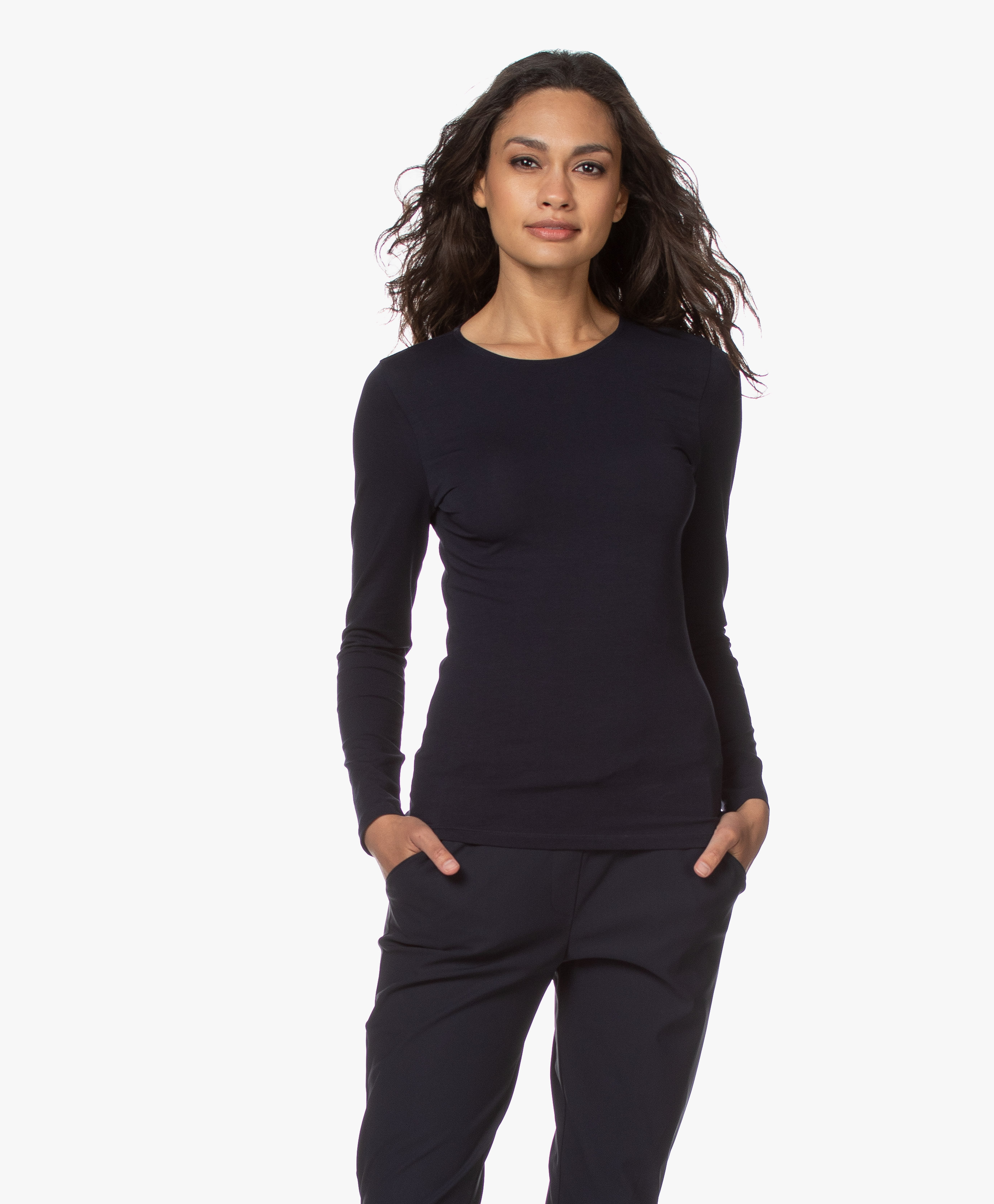 Filippa K Cotton Stretch Long Sleeve - Navy - 25332 2830 - navy