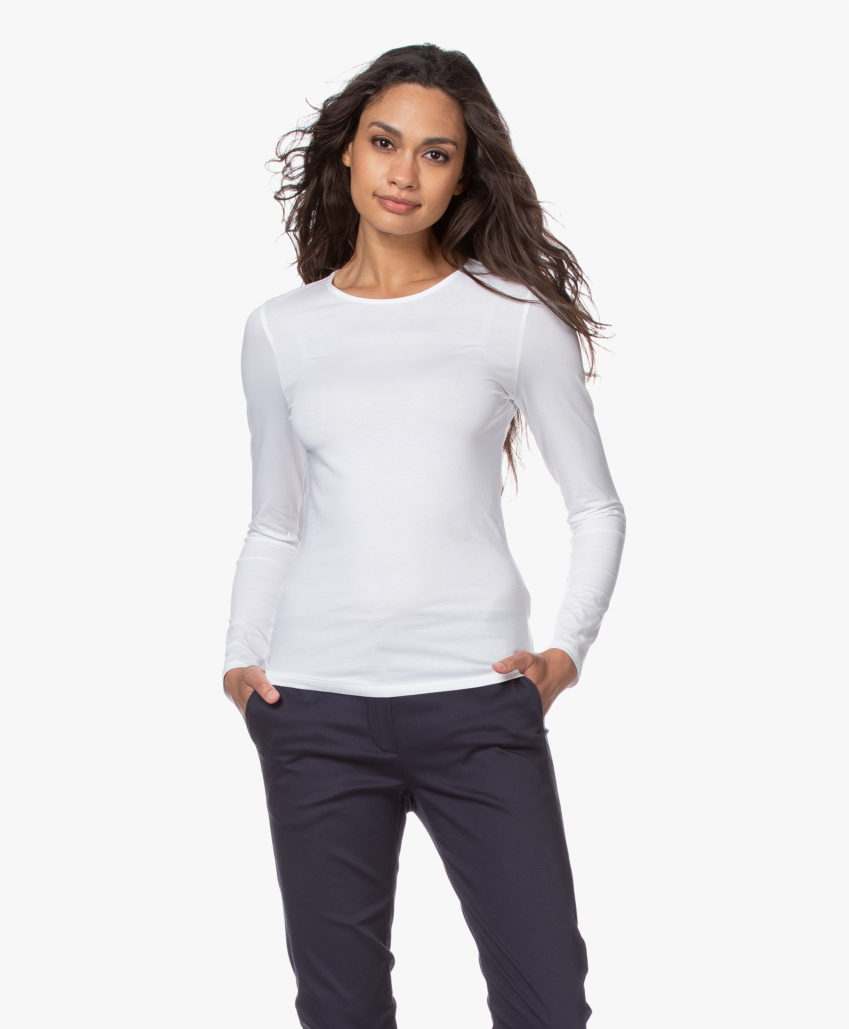 Filippa K Cotton Stretch Long Sleeve - White - 25332 1009